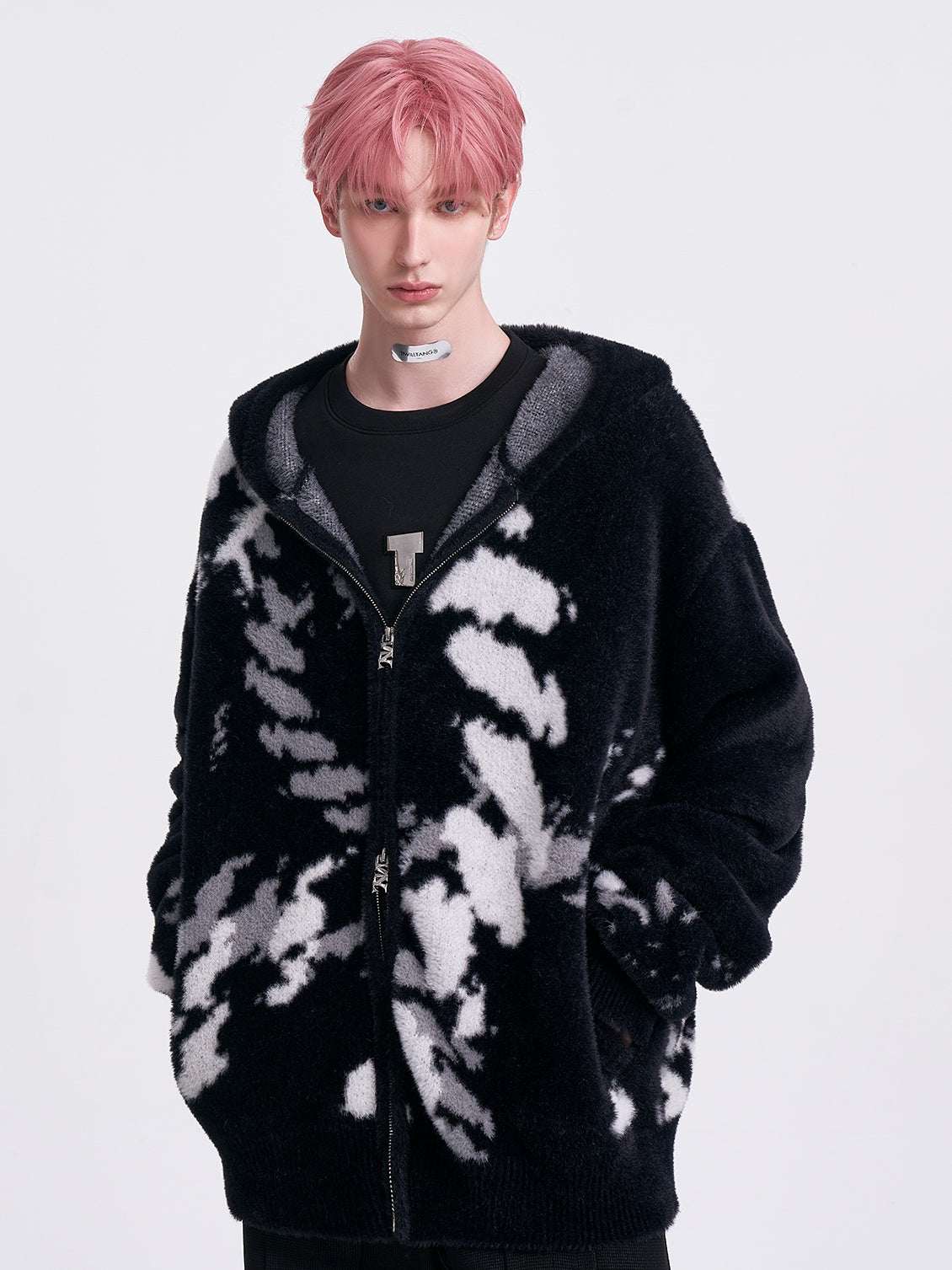 rope design monochrome zip-up knit nc0219 – NOCT